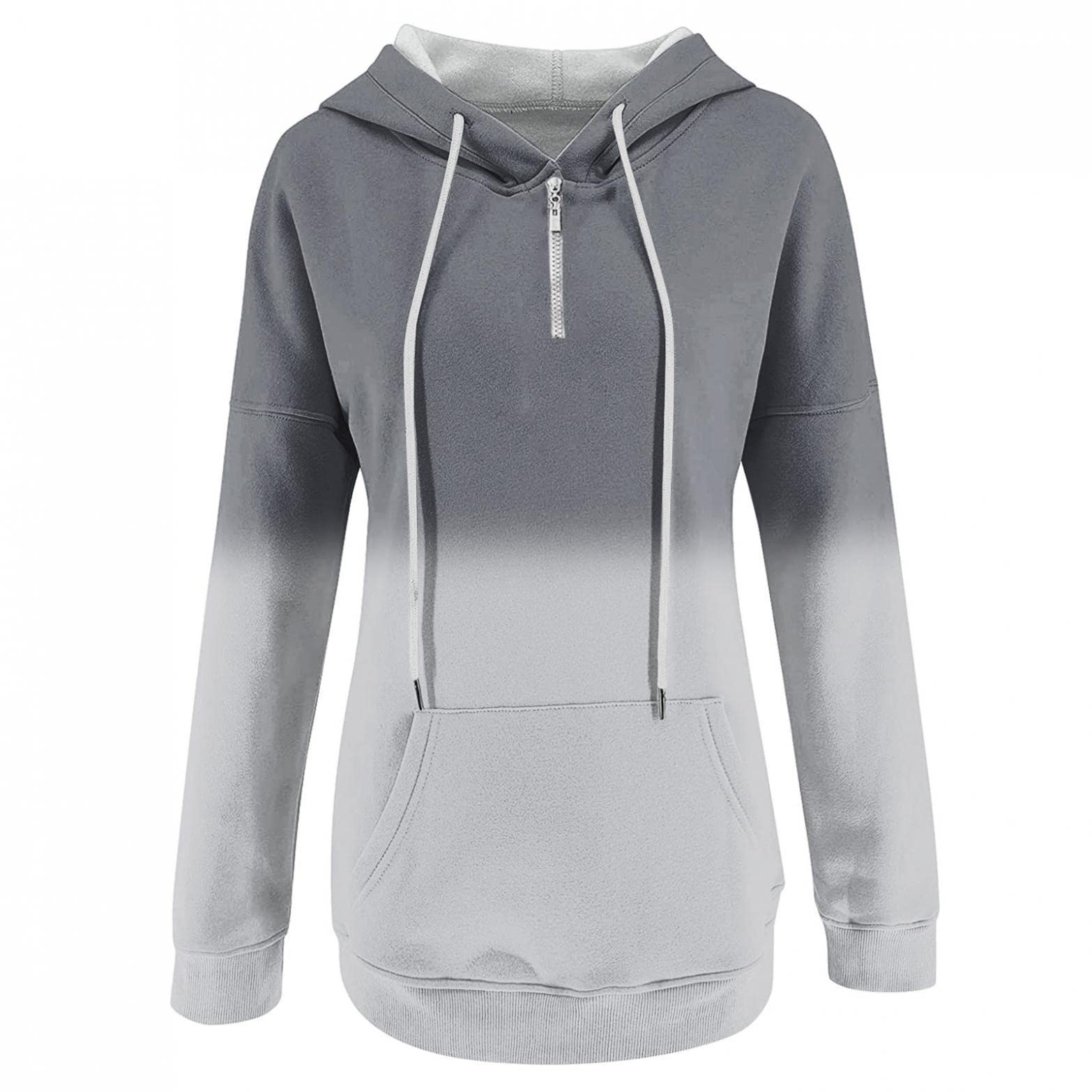Hoodies for Women Pullover, Womens Casual Zipper Hooded Sweatshirts Pocket Pullover Hoodie Long Sleeve Sweatshirt Tops