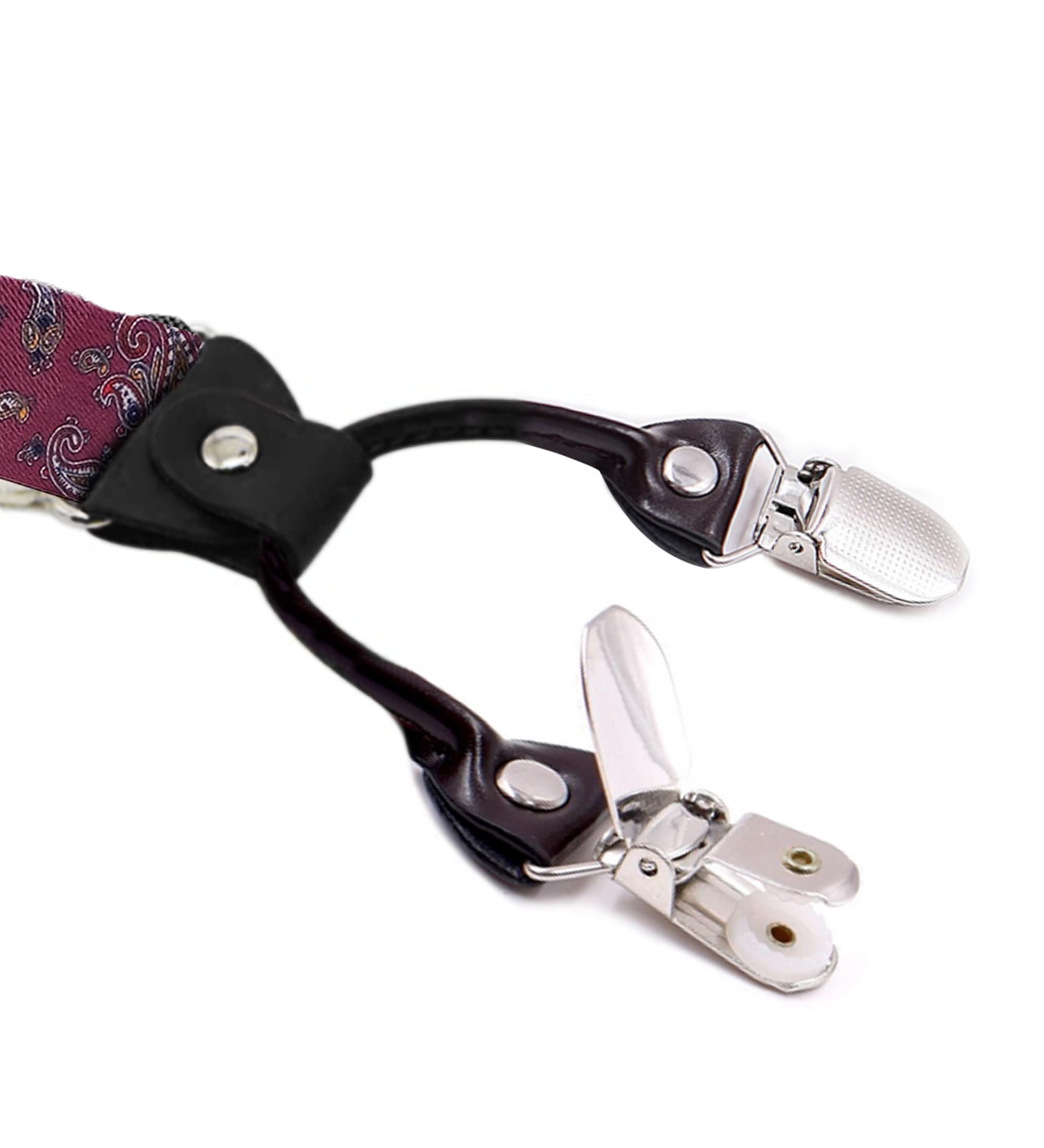 L04AYABY Suspenders for Men 6 Heavy Duty Metal Clips Red Cashew Blossoms Straps