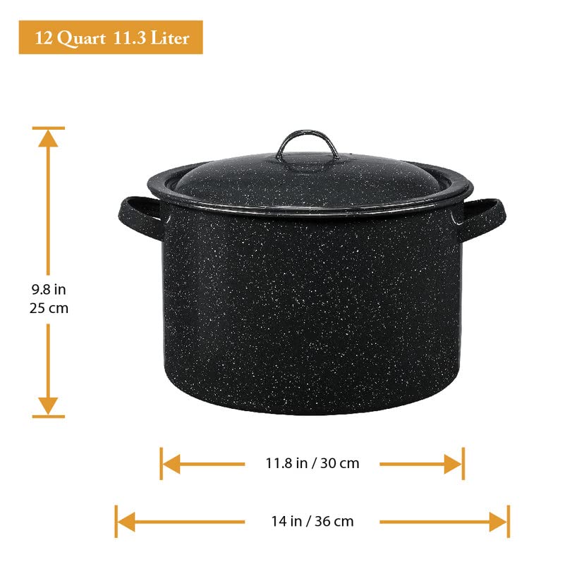 Granite Ware Enamel on Steel 12-Quart Water Bath Canner with Lid Black