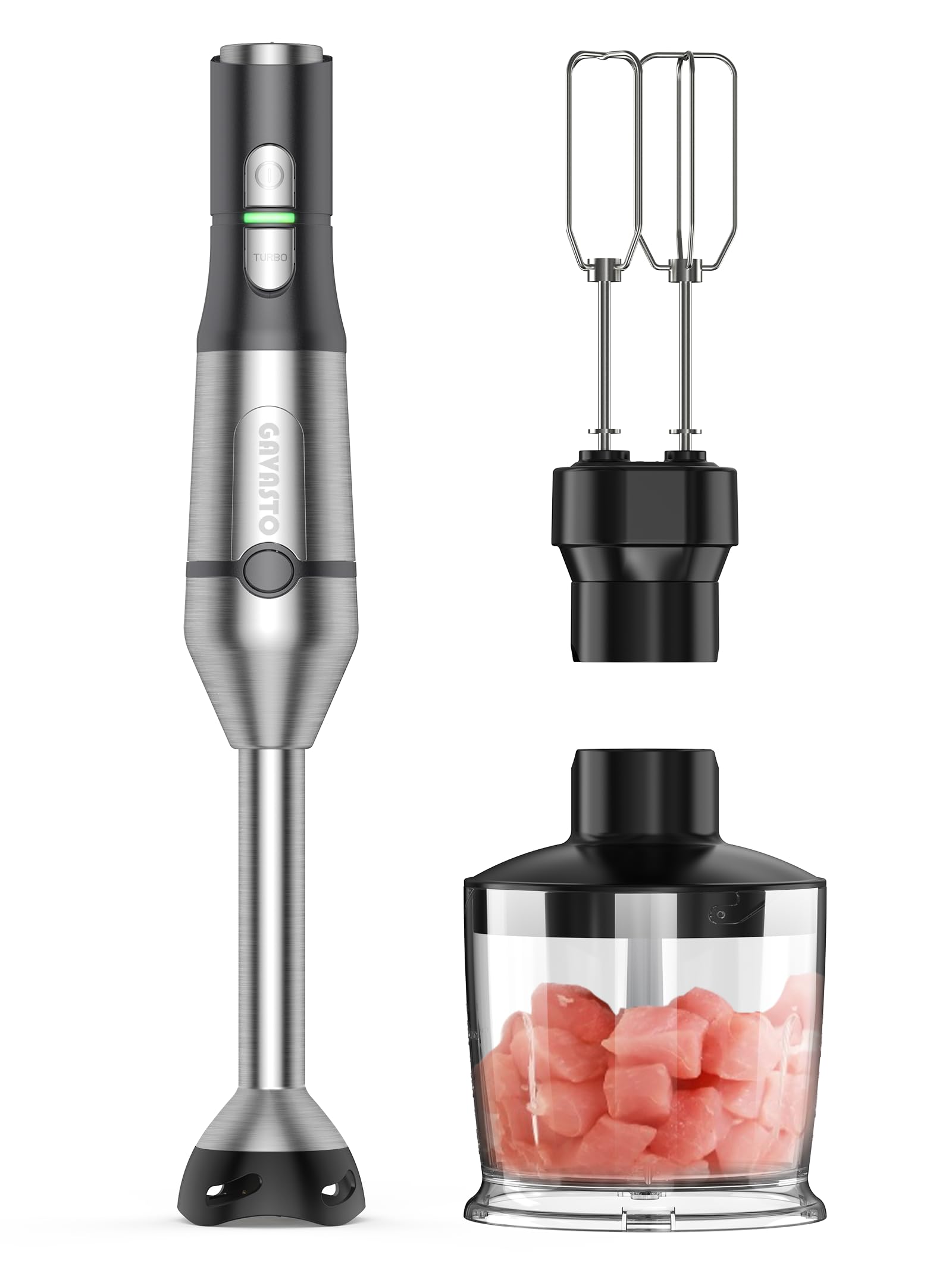 Gavasto Immersion Blender 800 Watts Scratch Resistant Hand Blender,15 Speed and Turbo Mode Hand Mixer, 3-in-1 Heavy Duty Copper Motor Stainless Steel Smart Stick with Egg Beaters and Chopper