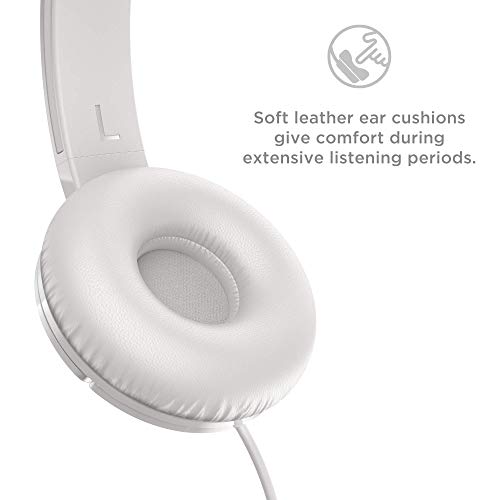 TCL Mtro200 On-Ear Wired Headphones Super Light Weight Headphones with 32mm Drivers for Huge Bass and Built-In Mic โ Ash White