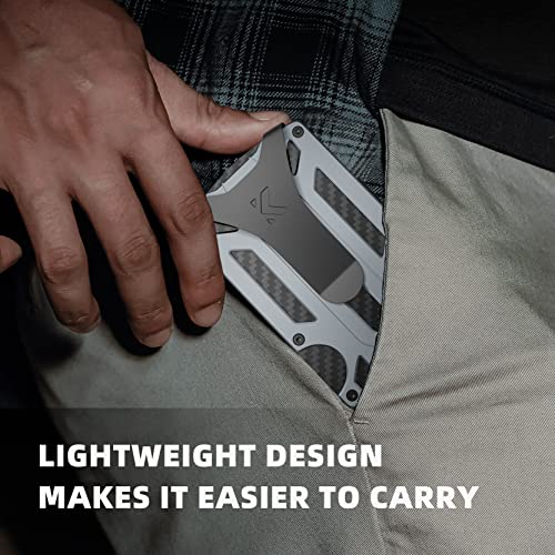 Keymarx Metal Wallet for Men Minimalist Slim RFID Blocking Front Pocket Tactical Carbon Fiber wallet Card Holder with Money Clip (Bluestone)