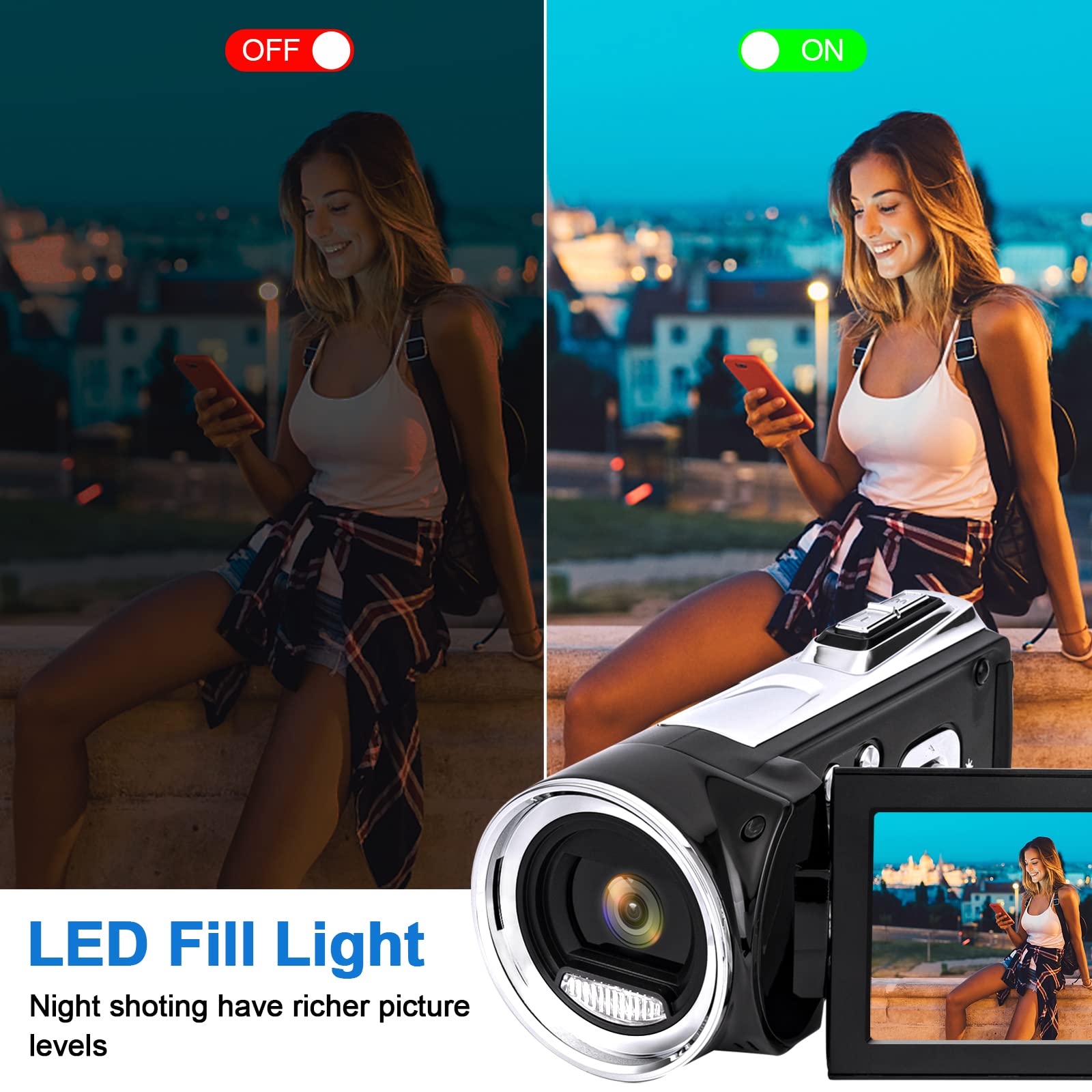 Heegomn Video Camera Camcorder 1080P 36MP Video Recorder Camera Vlogging Camera for YouTube TikTok Digital Camera Recorder Kids Camcorder with 2.8" LCD Screen,8X Digital Zoom for Teens Beginners