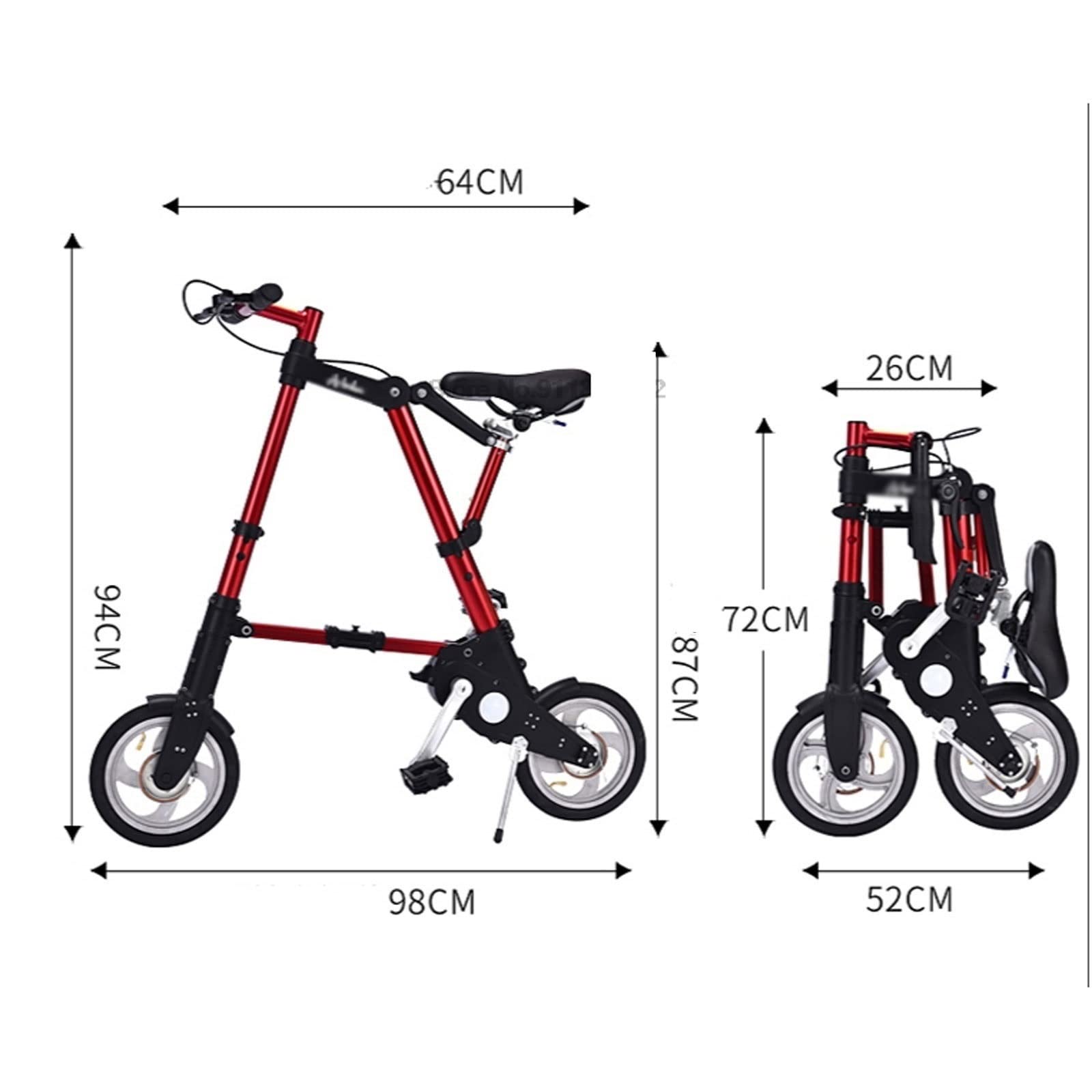 LIANAIddzxc Electric Bikes Foldable Mini Ultra-light12 inch Folding Bicycle Portable Scooter Outdoor Bicycle Without Inflation (Color : Rojo)