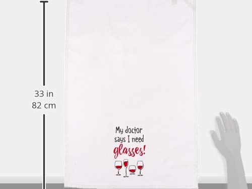 Imagine Design Relatively Funny My Doctor Says I Need Glasses Heavy Weight 100% Cotton Kitchen Towel, One Size, Red/Black/White 28.00" x 18.00"