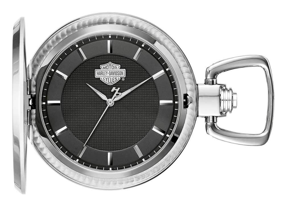 Harley-Davidson Men's Bar & Shield Stainless Steel Pocket Watch w/Chain 76A165