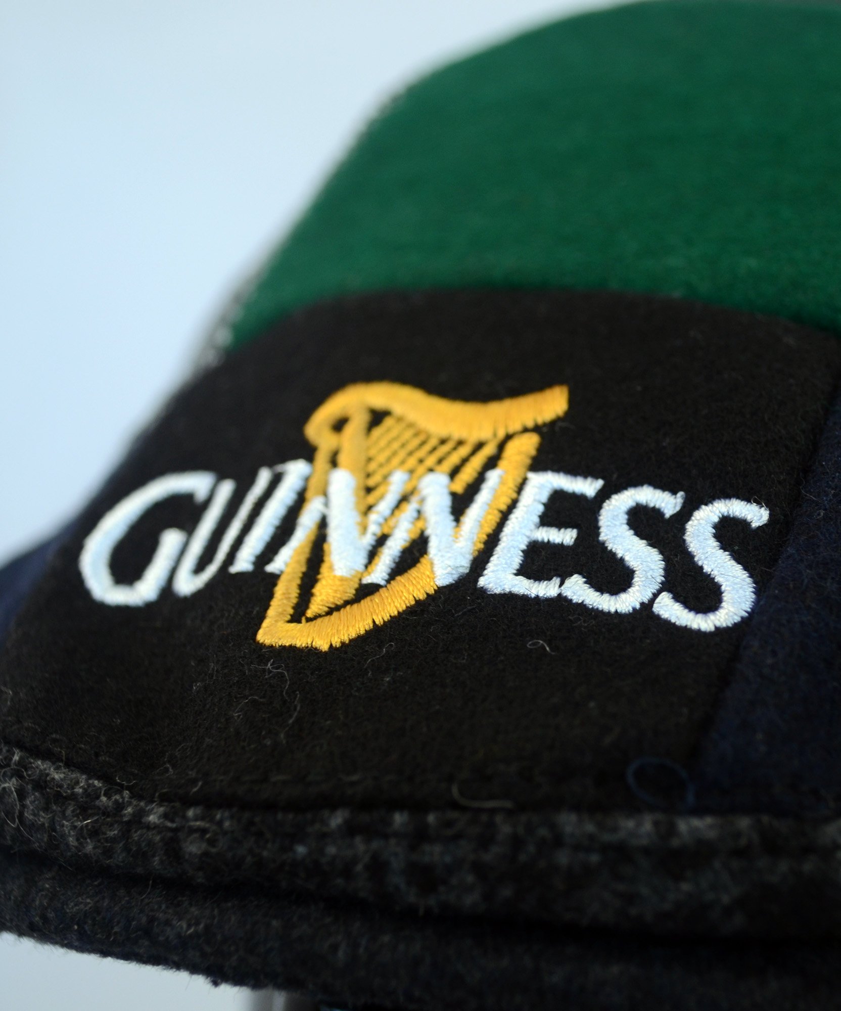Guinness Patch Tweed Flat Cap - Unisex, Black, Medium