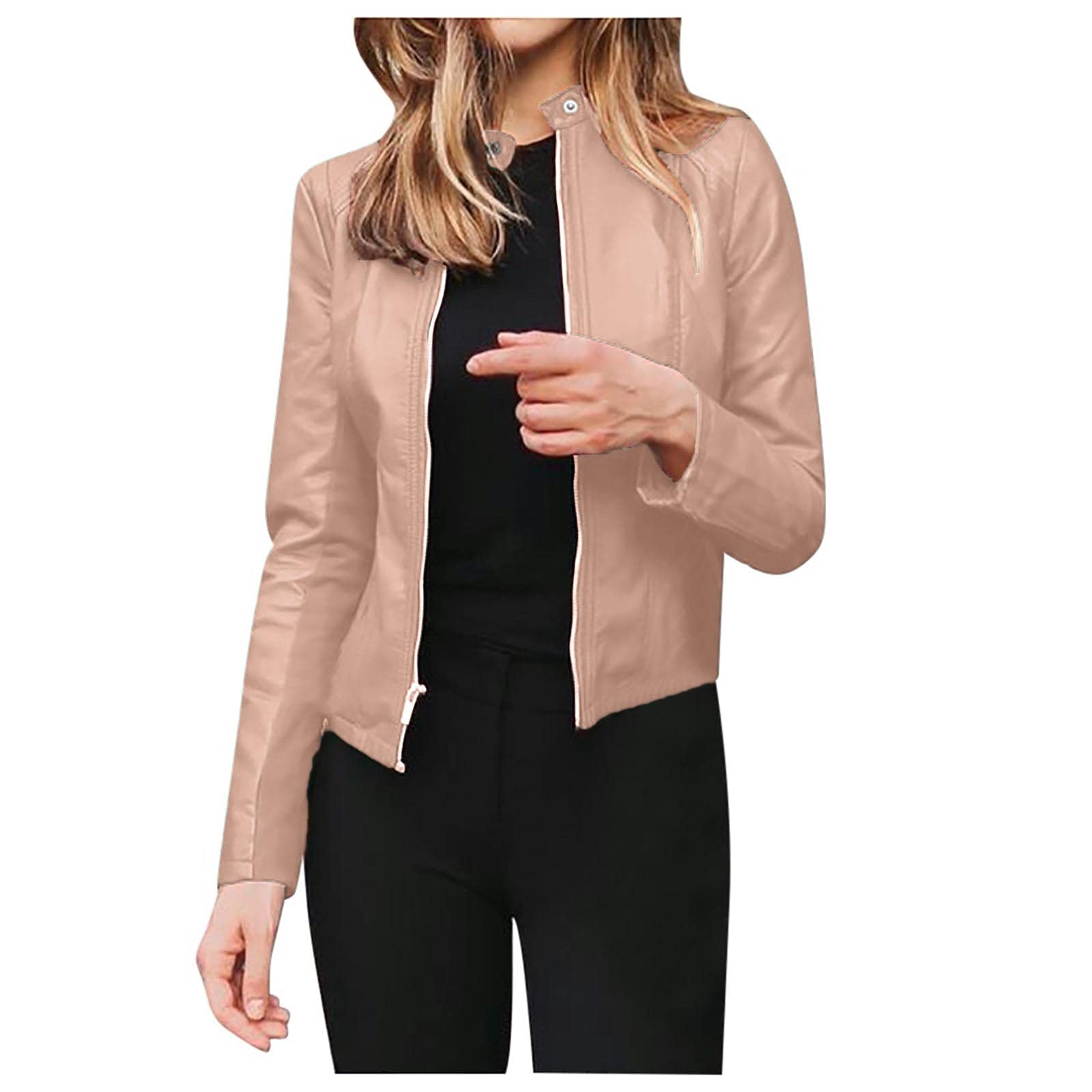 haoricu Ladies Up Leather Outwear Women's Plus Size Faux Suede Motorcycle Jacket Bomber Jacket