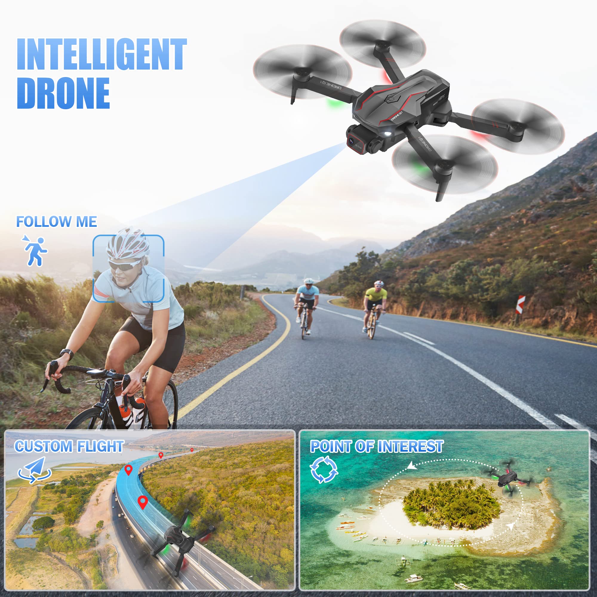 GPS Drones with FPV Camera for Adults 4K FPV,Foldable Video Drone with GPS Return,Follow Me,Brushless Motor,Altitude Hold and 55 Mins Long Flight Time, GPS RC Quadcopter for Beginners
