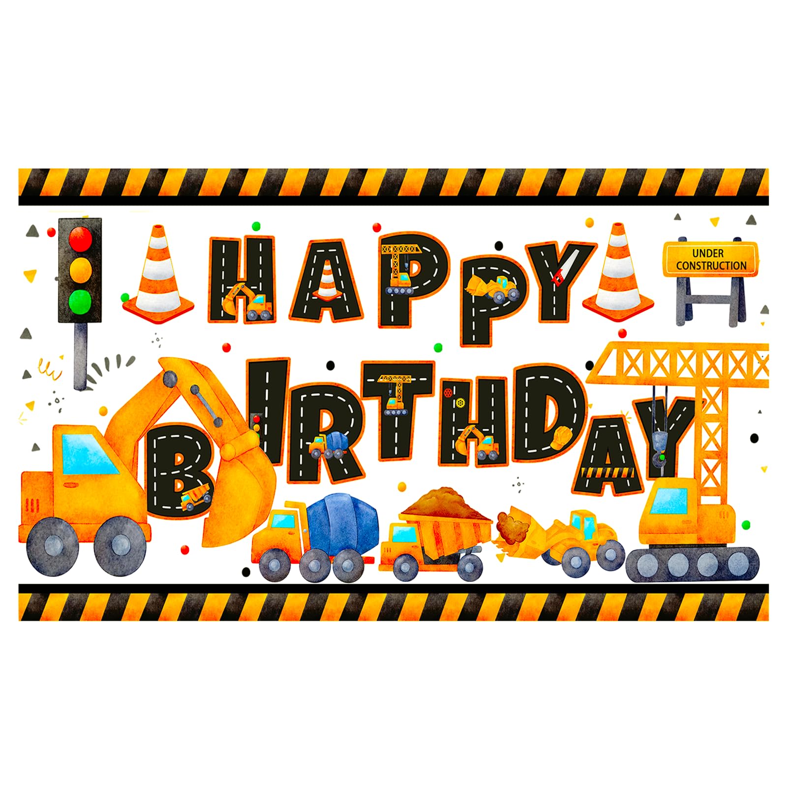 Guienco Construction Birthday Party Decorations Includes Construction Birthday Party Theme Supplies Backdrop(5FTX3FT) for Kids Birthday Party Baby Shower Partys Supplies