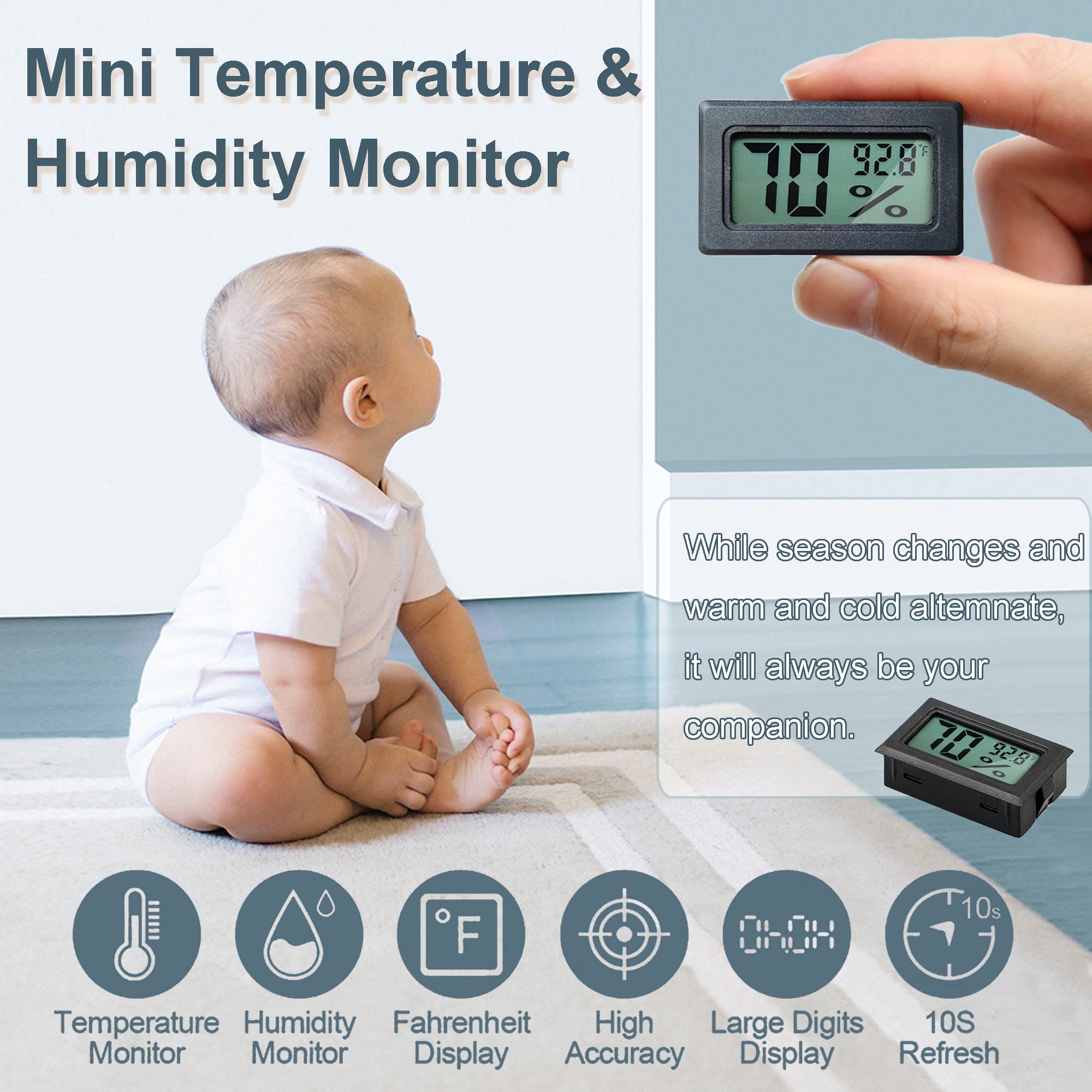 Humidity Gauge,Newlight66 Digital Hygrometer Indoor Outdoor Hygrometer Thermometer (°F) for Home Car Greenhouse(12 Pack)