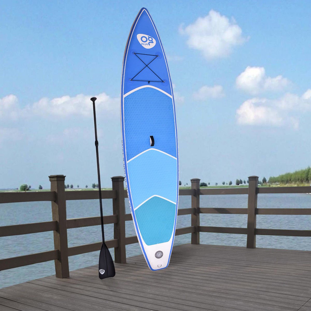 Goplus SUP Inflatable Cruiser Stand Up Paddle Board for Professional Racing 6" Thickness iSUP w/Removable Single Fin, Adjustable Paddle, Pump Kit and Backpack (12.5' Professional Sup)