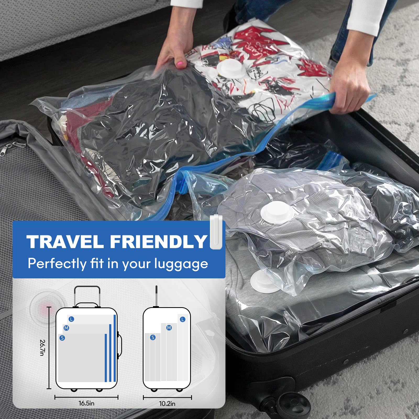 VMstr Vacuum Storage Bags, Carry-on Size, 6 Pack Refill Set (15.8 "x 15.8")