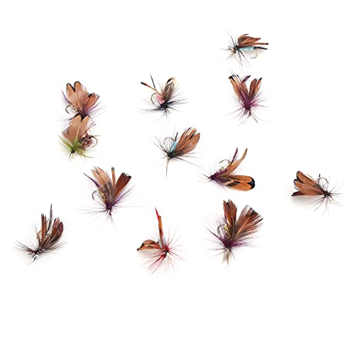 HOLPPO 12 Pcs Fly Fishing Lure,Durable Nylon Fly Lure with Hook,Easy to Carry Exquisite Workmanship Insect Water Surface Flying Bait Fishing Tool