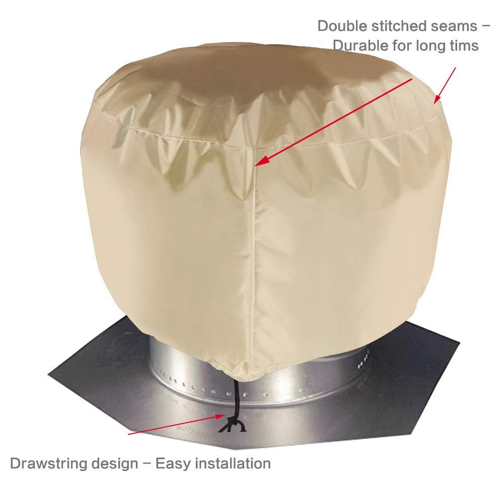 HERSENT Turbine Roof Vent Cover, Heavy Duty Turbine Ventilator Protector Shield, Waterproof 1680D Oxford Fabric, Adjustable Drawstring Design, Year Around Protection for Your Roof Vent (S: 12"x17.5")
