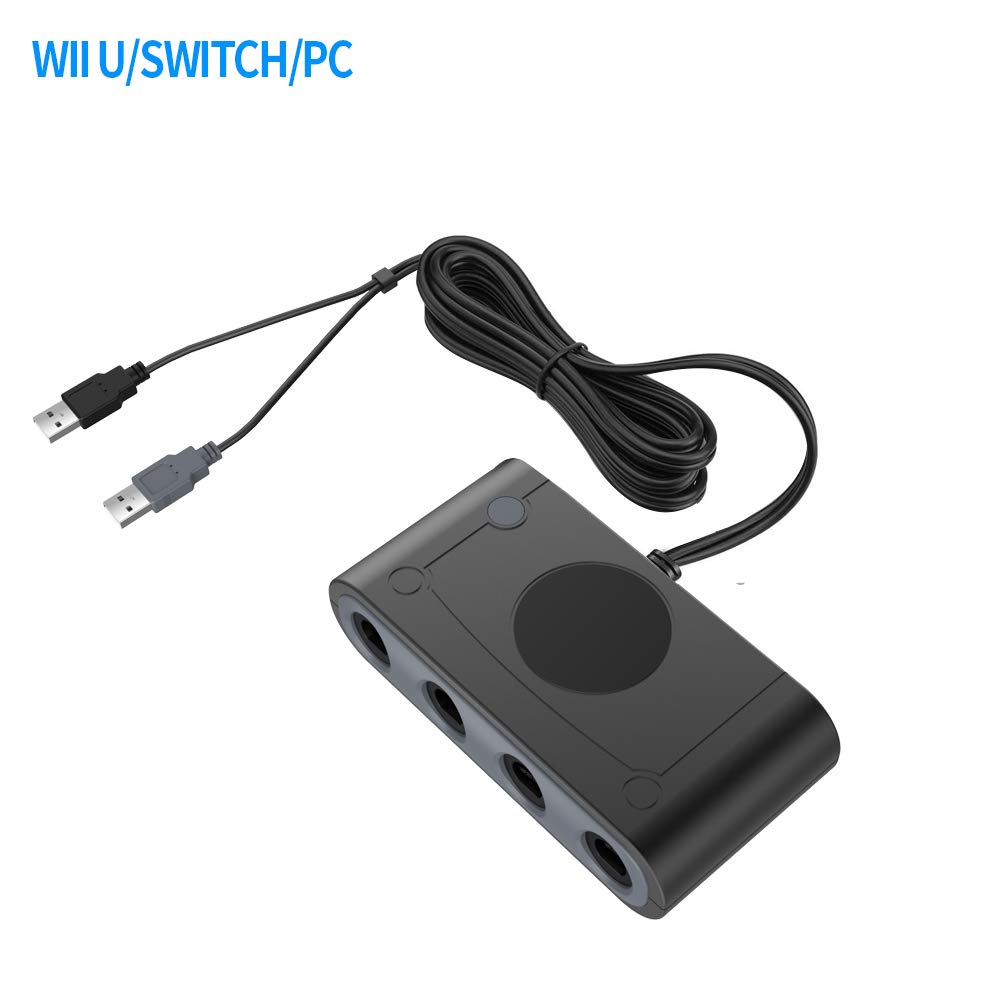 GCHT GAMING Adapter for Gamecube Controller Compatible Switch/PC/Wii U Super Smash Bros, Support Turbo,Vibration Features,Four Player