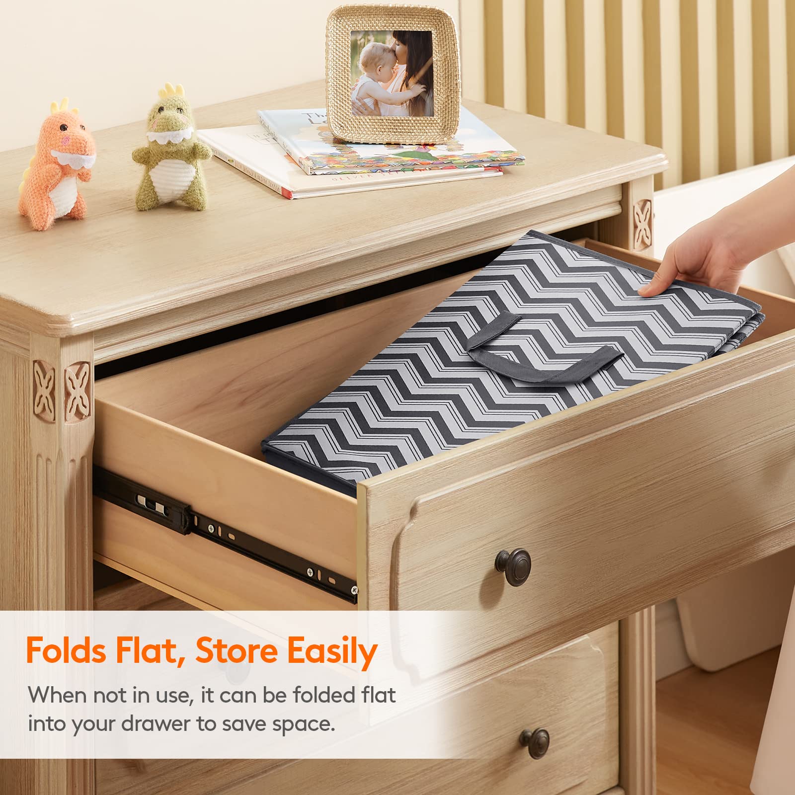 Lifewit Box Chest Storage Organizer, Large Collapsible Storage Bin with Flip-top Lid & Durable Handles for Playroom, Bedroom, Grey