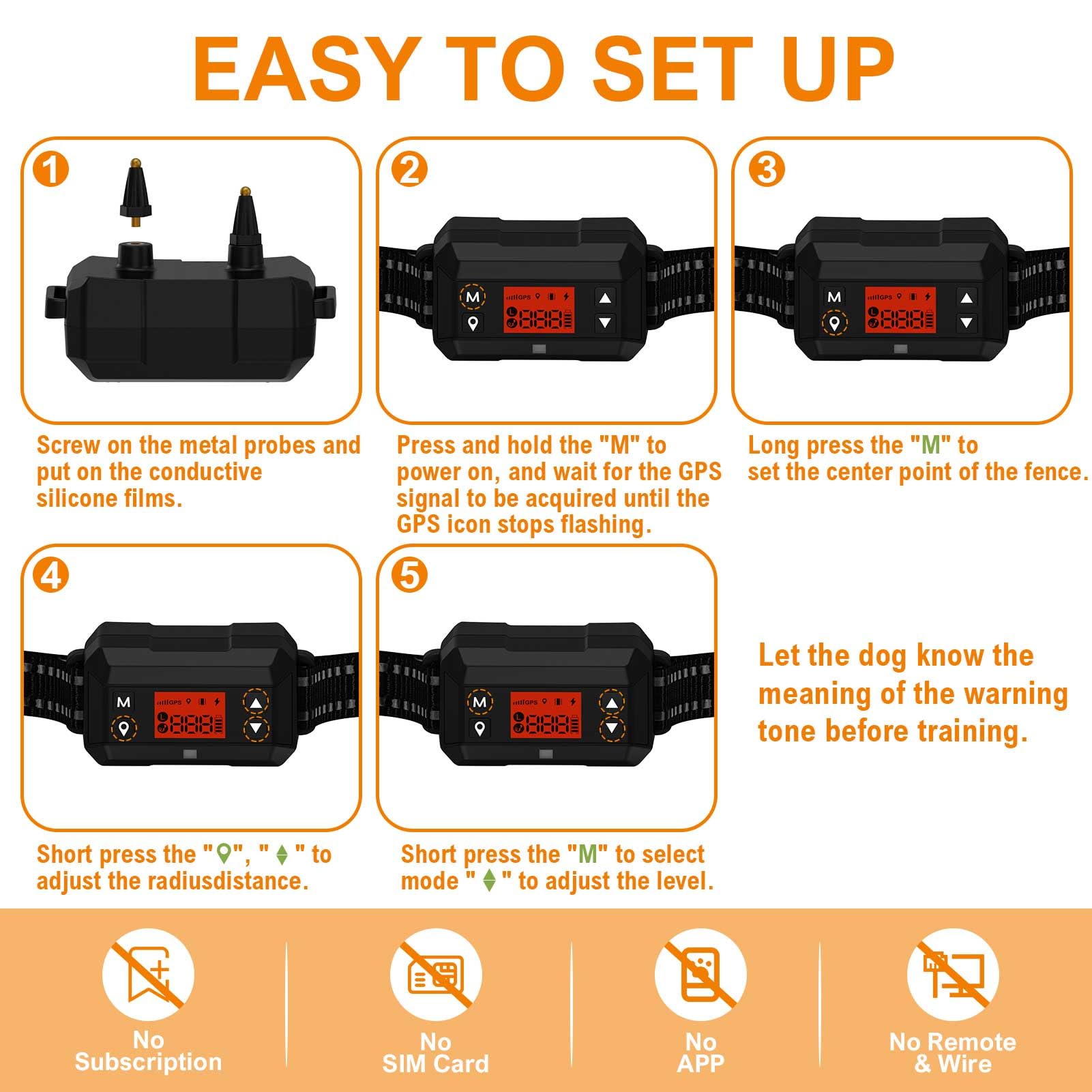 GPS Wireless Dog Fence - Electric Dog Fence with GPS, 2023 Waterproof Pet Containment System Range 99~2997FT, Tone/Vibration/Shock, Rechargeable Harmless & Adjustable Strength Suitable for All Dogs