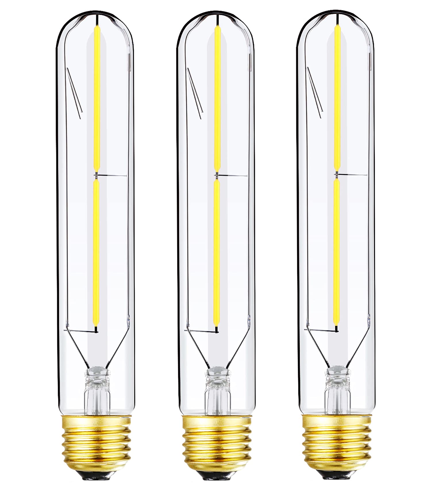 HXMLS Tubular Led Bulbs,T10 LED Bulb 3000K Warm White 4W Equivalent 40W Long Light Bulbs T30 Dimmable Long Tube Edison Led Filament Bulb,E26 Medium Base 400LM,Clear Glass Cover, 7.3in,(3-Pack)