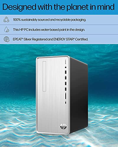 HP 2023 Newest Pavilion Desktop PC, AMD Ryzen 7 5700G (8 cores), 64GB RAM, 2TB SSD, 2TB HDD, AMD Radeon Graphics, Wi-Fi, Bluetooth, Keyboard and Mouse Combo, 9 USB Ports, Windows 11, Silver