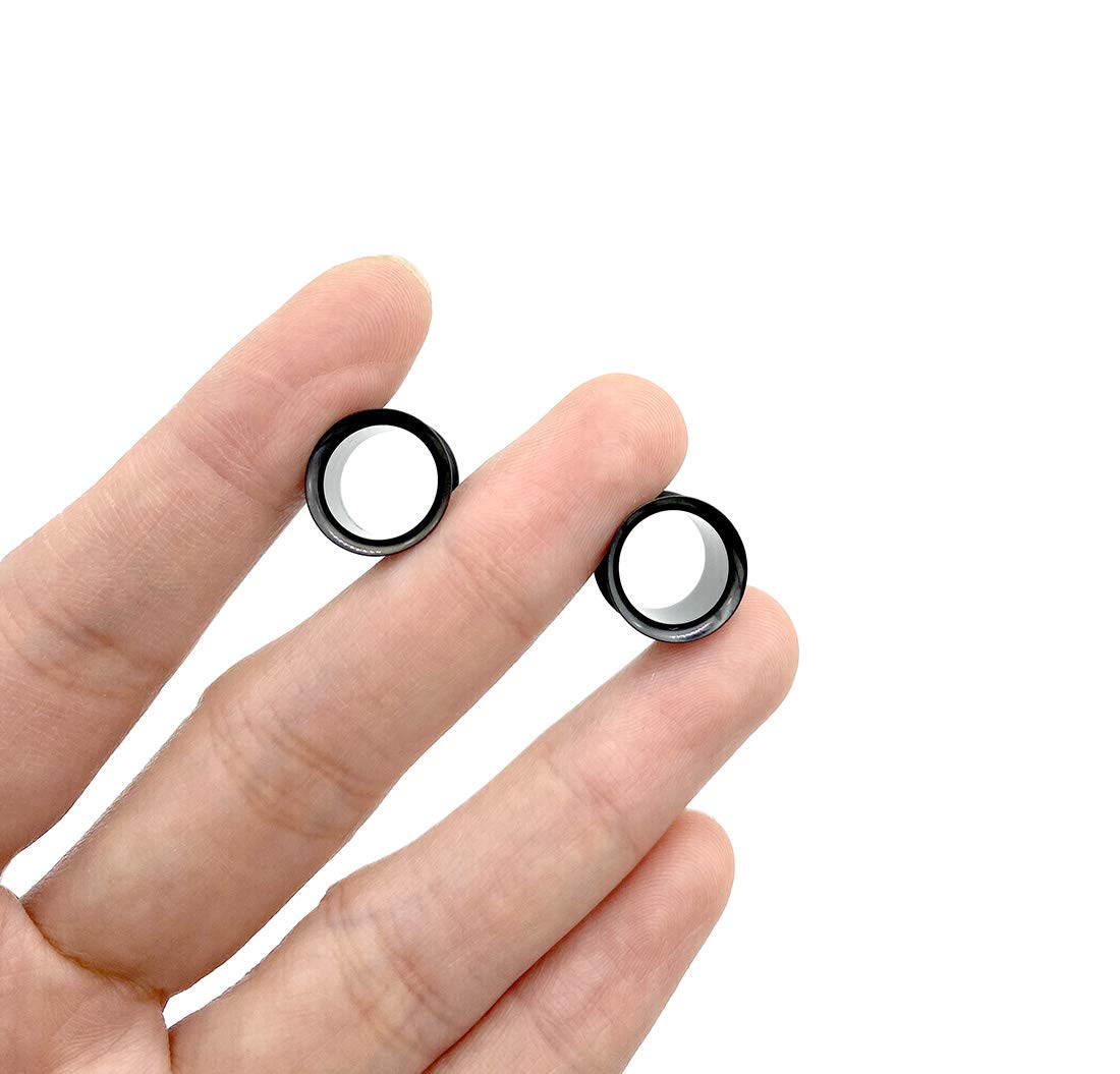 HEKEUOR 11mm 7/16" Steel Ear Stretching Kit 2 Steel Tapers 2 Steel Tunnels Size Between 00g(10mm) and 1/2" (12mm) (Black 11mm(7/16"))