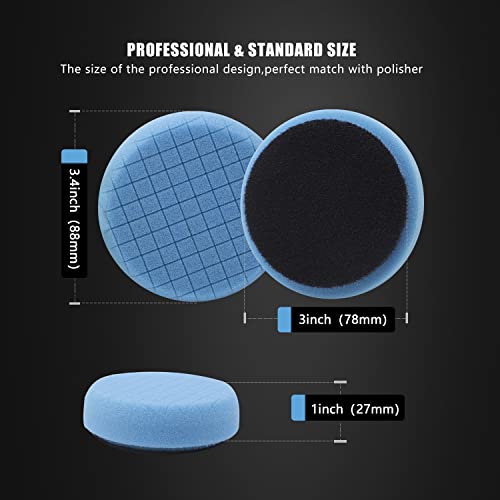 SPTA Drill Polishing Pads Kit, 20pcs 3inch (80mm) Car Foam Polishing Buffing Pads, Wool Pads, Multifunctional Cleaning Brush, Backing Plate for Car Polisher Polishing,Buffing and Cutting