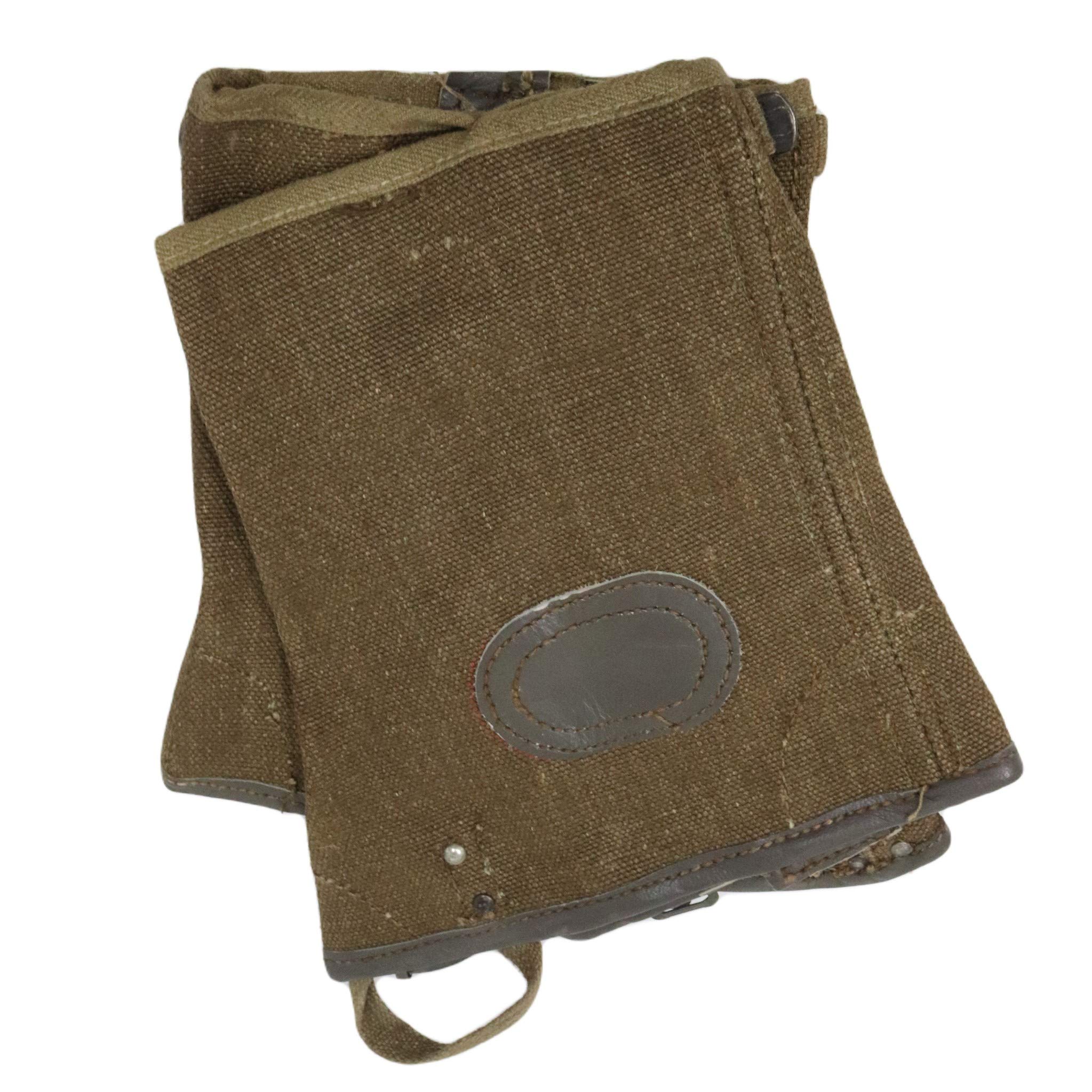 GENUINE MILITARY SURPLUS Vintage Italian Gaiters,Boot Guard,Canvas,Leather Trim,Hiking Gear,Protects Against Water Muds and Thorns,Made in Italy,with Laces (3),Olive Drab