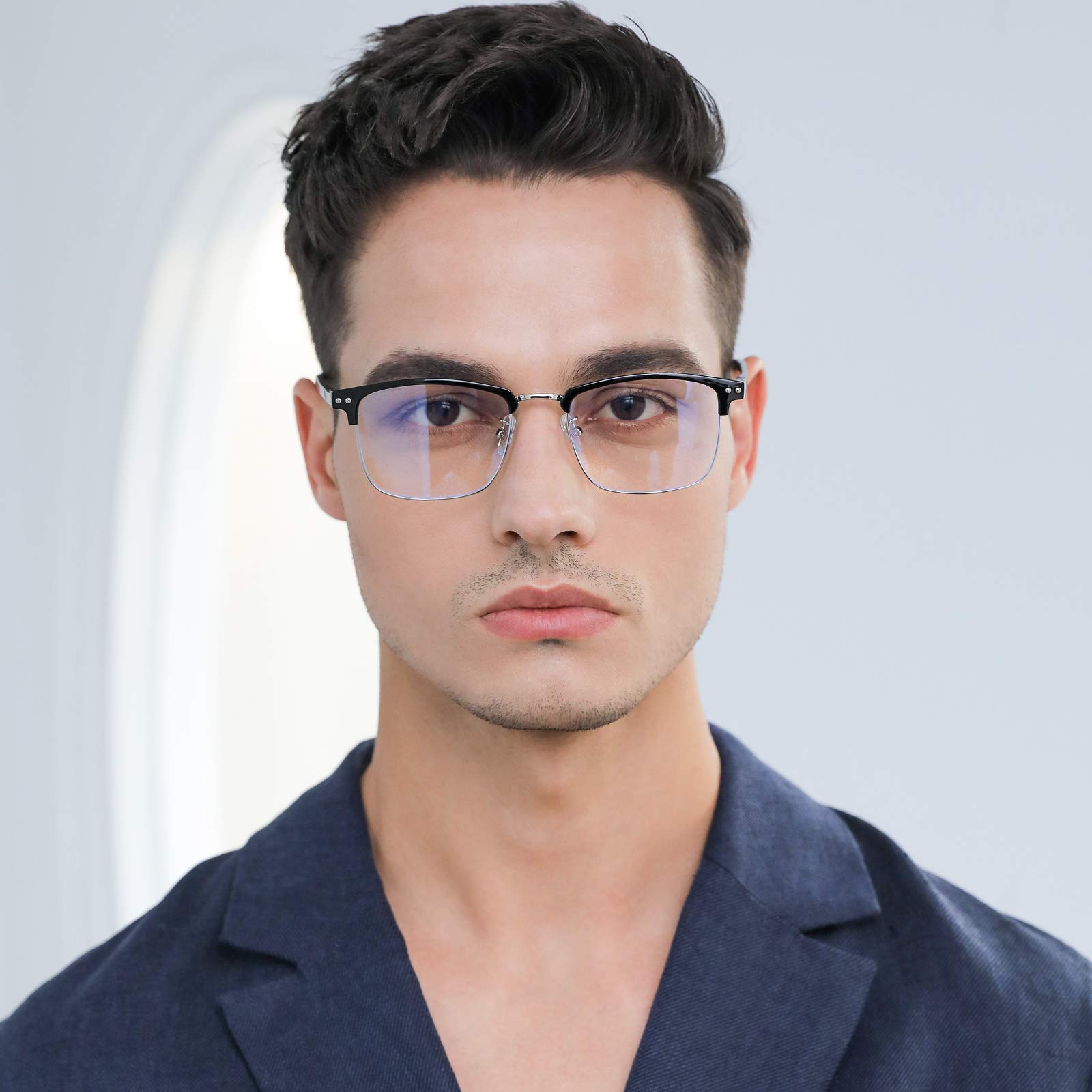 GUZTAG Blue Light Blocking Glasses - Square Computer Glasses Women/Men Eyeglasses Frame，Anti Eyestrain Computer Game Glasses (gray)