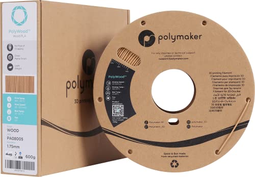 Polymaker Wood Minics PLA Filament 1.75mm 600g, Clog Free 3D Printer Filament Wood - PolyWood 1.75 PLA Filament with Wood Texture & Low Density & Jam Free with Foaming Technology