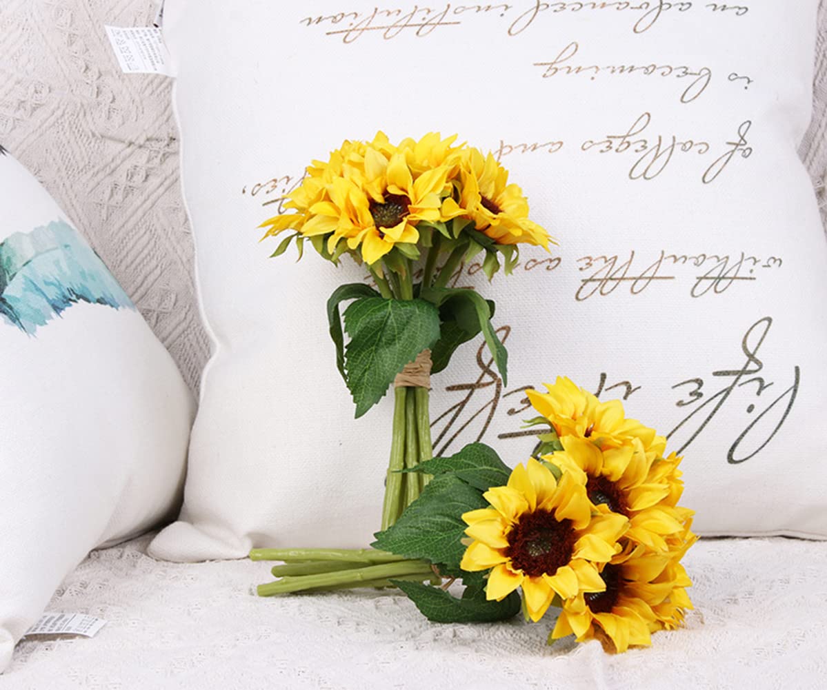 Gumolutin 6 Pcs Artificial Sunflower Bouquet for Wedding Bouquet, Home Kitchen, Ground Garden, Wedding Decoration
