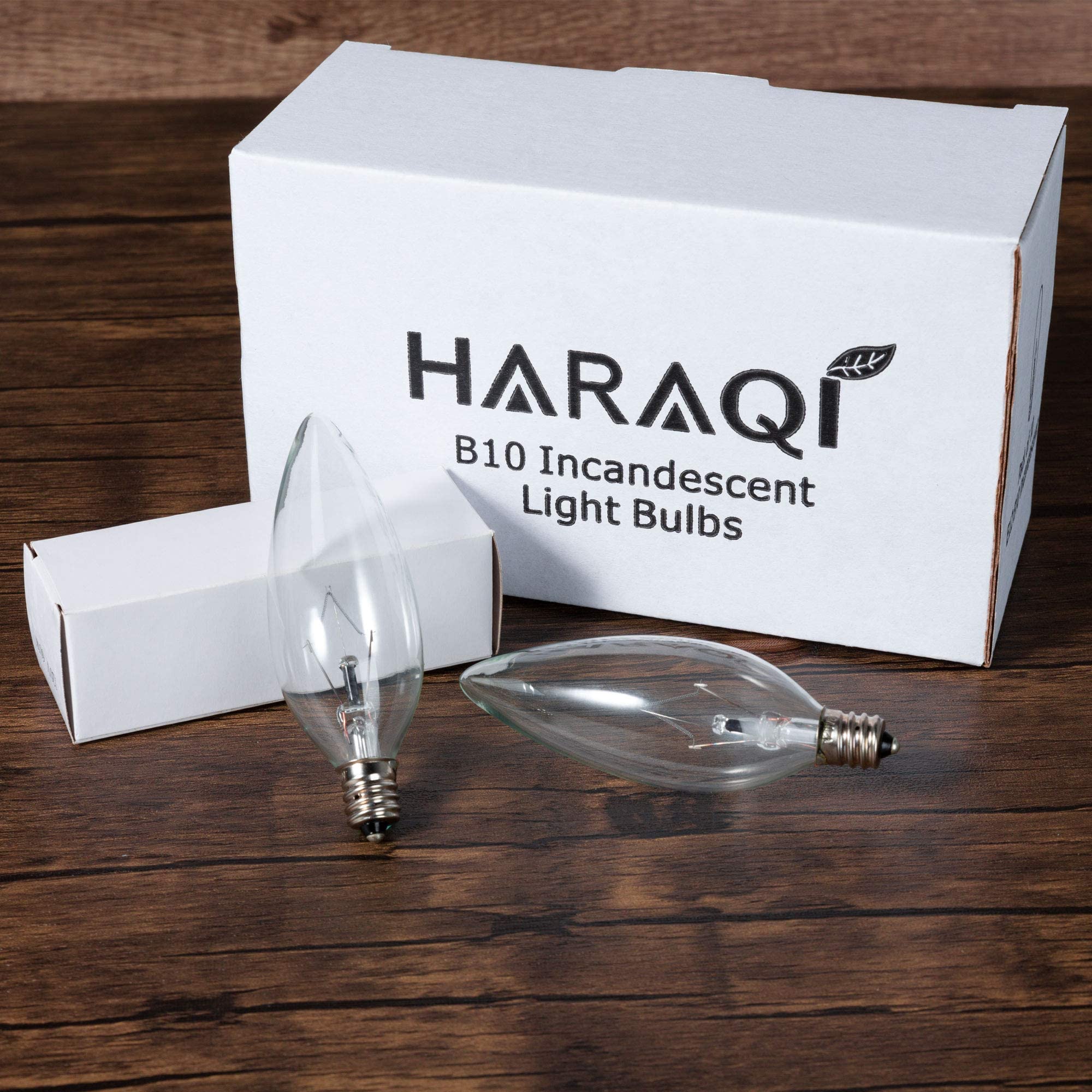 haraqi 10 Pack 60W 120V Candelabra Base E12 CTC Clear Decorative Light Bulbs,Transparent Candle Light Bulbs for Chandeliers, Ceiling Fan Lights, Pendants, Fireplace Appliance Light Bulb
