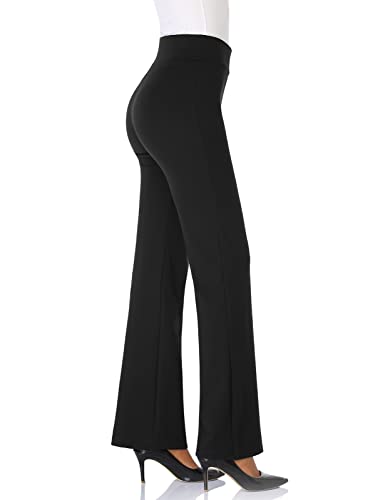 Tapata Women Dress Pants 32" High Waist Stretchy Bootcut Pants Tall, Petite, Regular for Office Work Business Black L/14