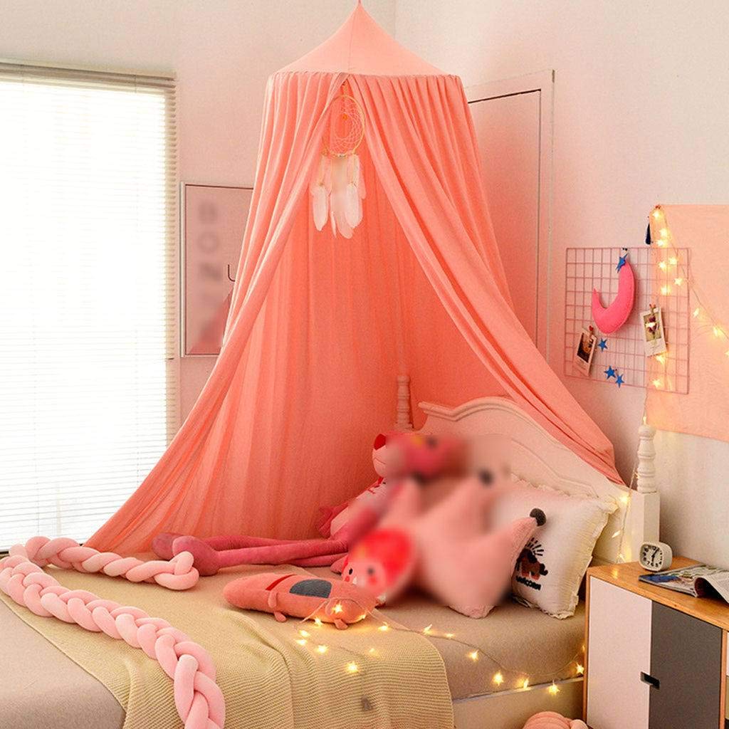 HUNOL Bedroom Decoration Bed Canopy,Polyester Princess Bed Curtain Blackout Dome Kids Teepee Installation Easy for The Baby Crib-Dark Blue