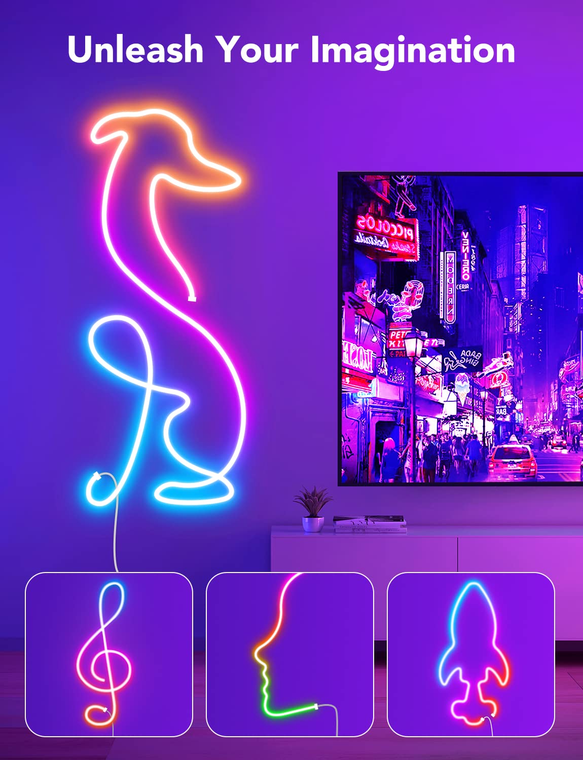Govee RGBIC Neon Rope Light Mounting Brackets H1000, RGBIC Rope Light Clips, WiFi Neon Lights Holders 20pcs for Neon Rope Light Models H61A0, H61A2, H61A5, H61A8(Not Support H61D3 & H61D5)
