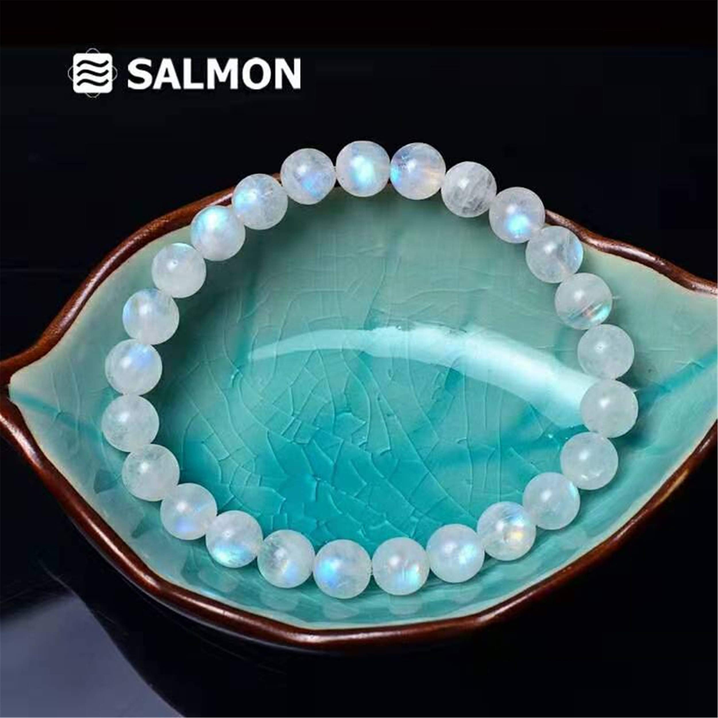Genuine Natural Moonstone Gemstone Crystal Round Bead Woman Lady Bangle Bracelet