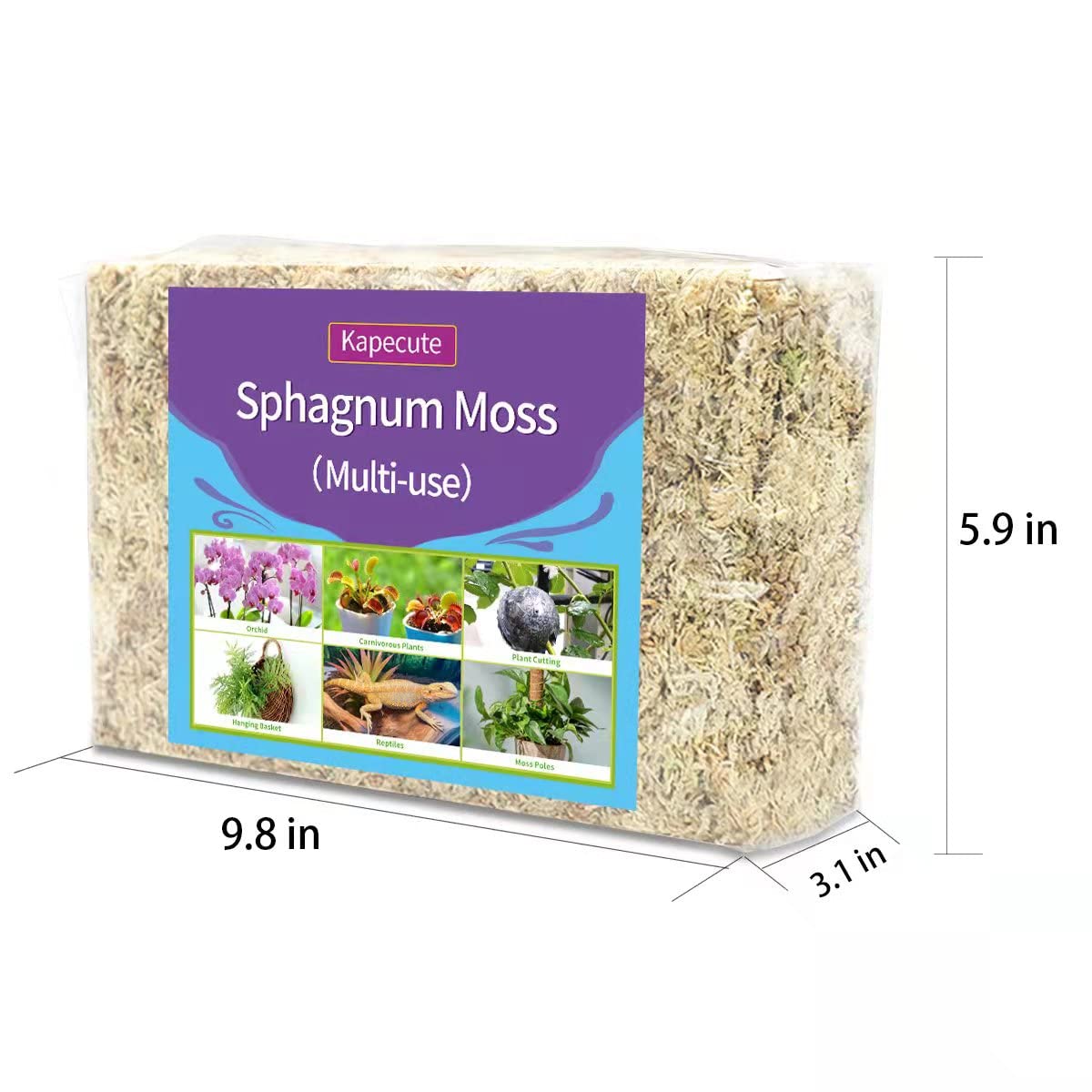 Kapecute Sphagnum Moss 34QT Perfect for Plant Propagation, Great Orchid Potting Mix, Help with Maintain Humidity, 10oz