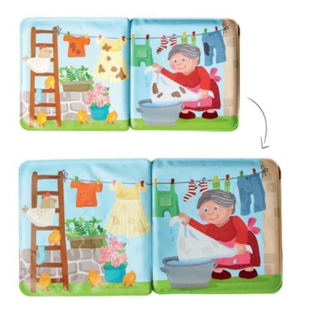 HABA Animal Wash Day - Magic Bath Book - Wipe with Warm Water and the "Muddy" Pages Come Clean