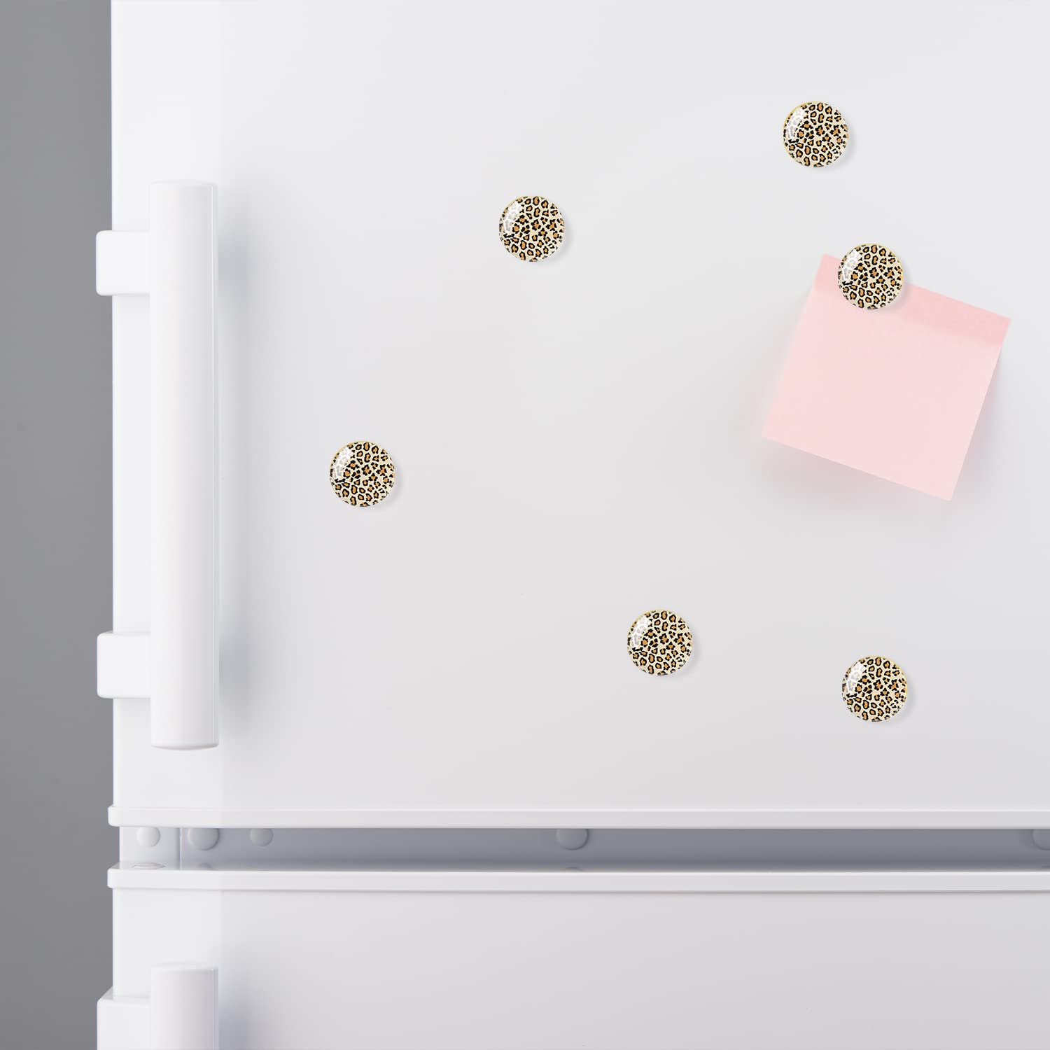 kasader Round Refrigerator Magnets Glass Fridge Magnets Decoration for Fridge Office Calendar Whiteboard Photo Cabinet 6 Pcs - Leopard Print, 1.18in/3cm