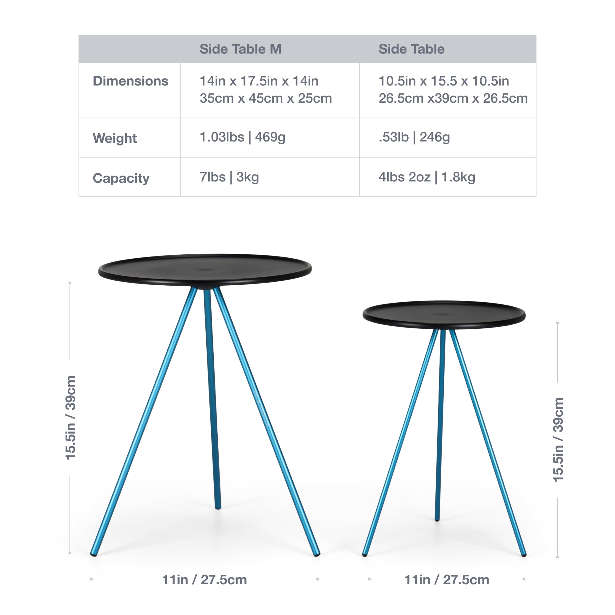 Helinox Packable Side Table for Camping, Backpacking, Picnics, and The Beach, Medium - 14 Inch, Black