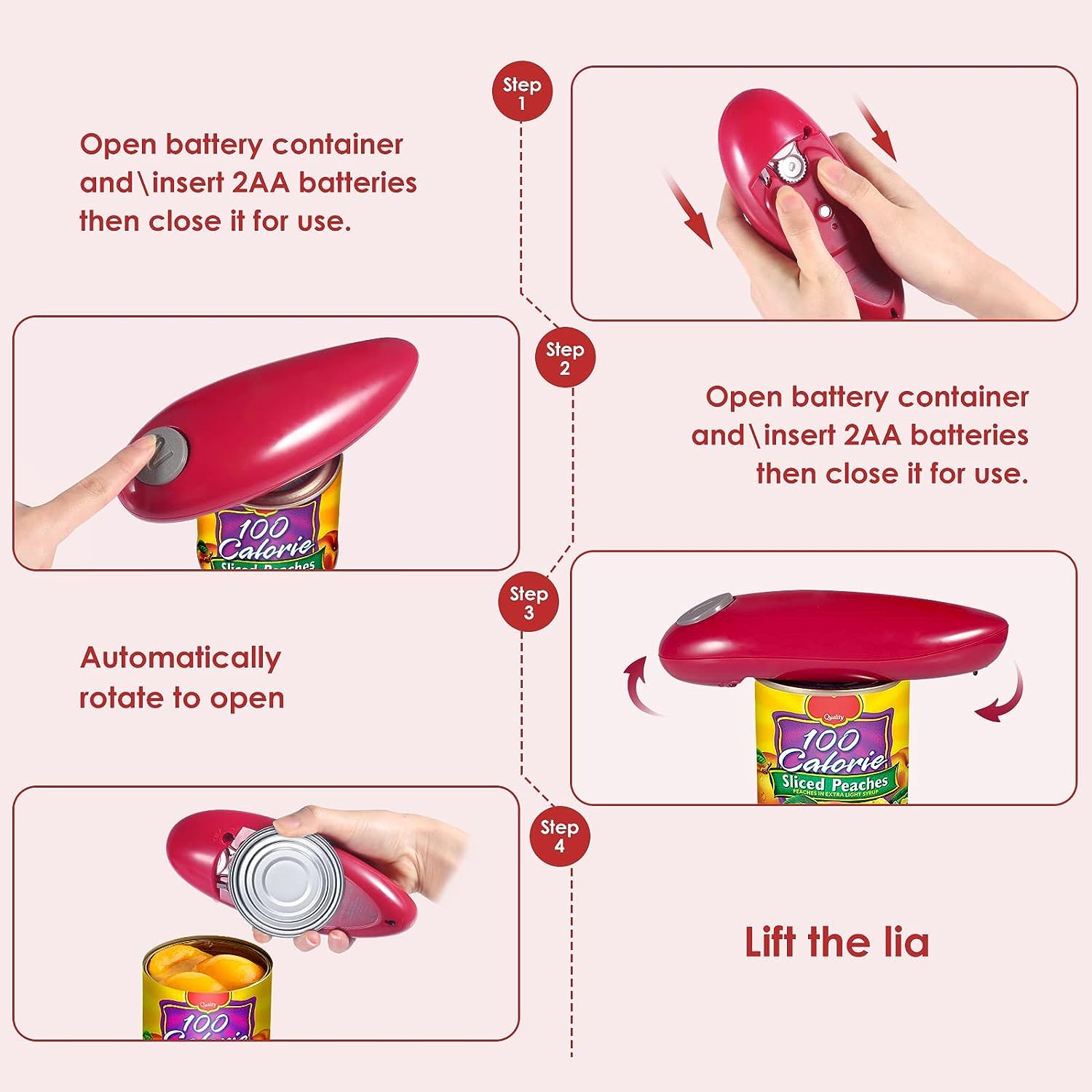 Hands Free & Battery Operated Electric Can Opener Open Most Can Smooth Edge, Food-Safe Electric Can Openers for Kitchen with Magnetic Covers, One Touch Automatic Can Opener for Seniors with Arthritis