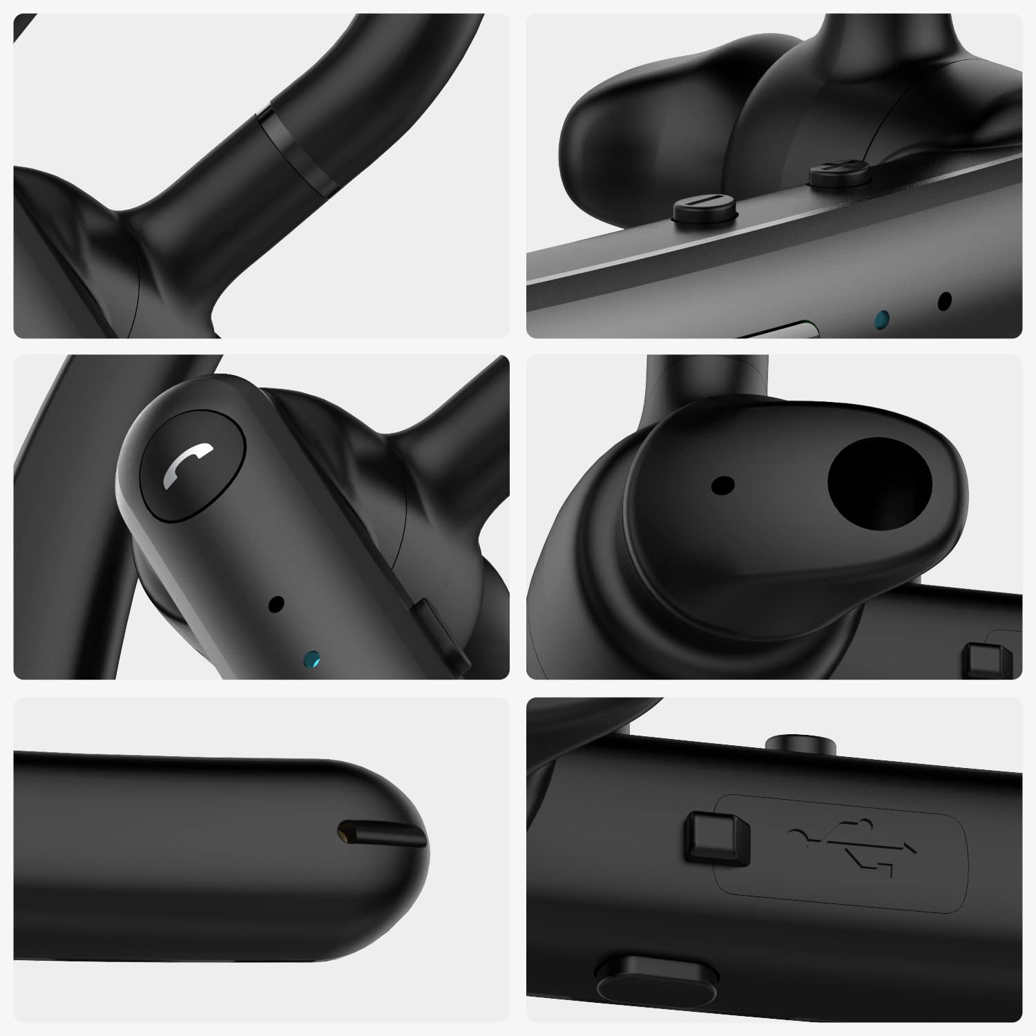Morebili Bluetooth Headset, Wireless Headphone Business earpiece V5.0 Hands-Free Earphones with Built-in Mic for Driving/Business/Office, Compatible with iPhone and Android (F910-Black)