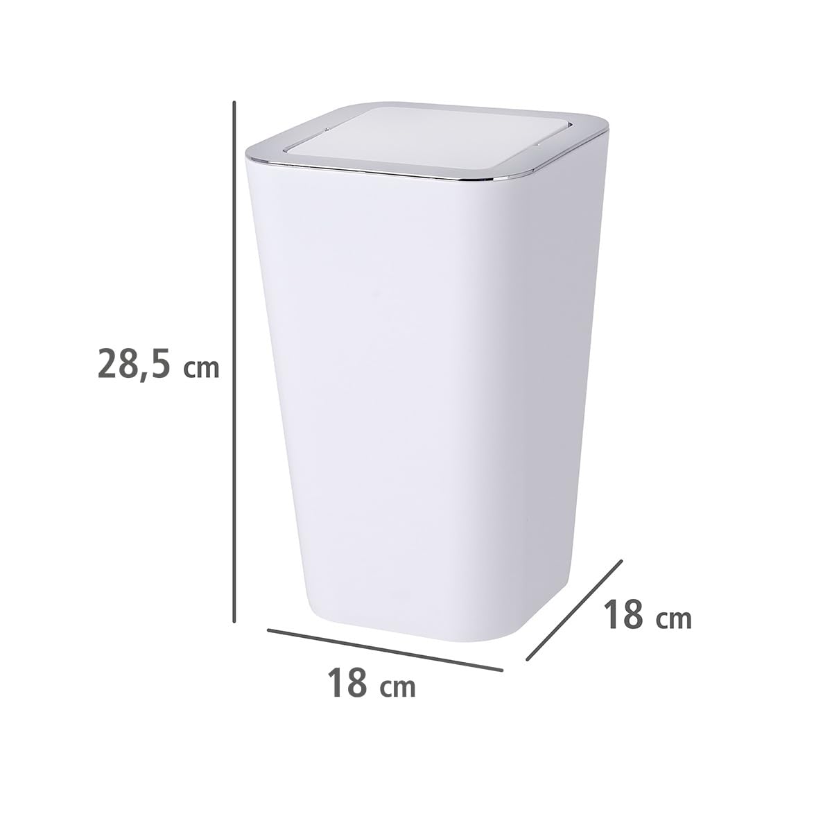 WENKO Small Trash Can with Swing Top Lid, Mini Waste Basket, Stylish Garbage Bin for Bathroom, Bedroom, Kitchen, 1.6 Gallon, 7.1 x 11.2 x 7.1 in, White