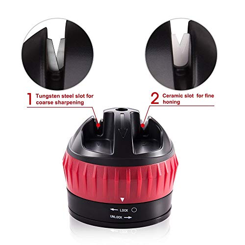Imperial Global Ltd. Knife Sharpener β Upgraded 2 Stage Kitchen Knife Sharpener with Tungsten & Ceramic Blades with Suction Base β Knives Sharpening Tool for Home & Professional Use (Black & Red)