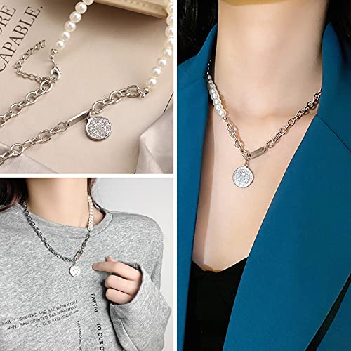 IFKM 6 PACK silver necklaces for women men layered adjustable choker chain Multilayer necklace set with butterfly cute pendant for teens girls gift