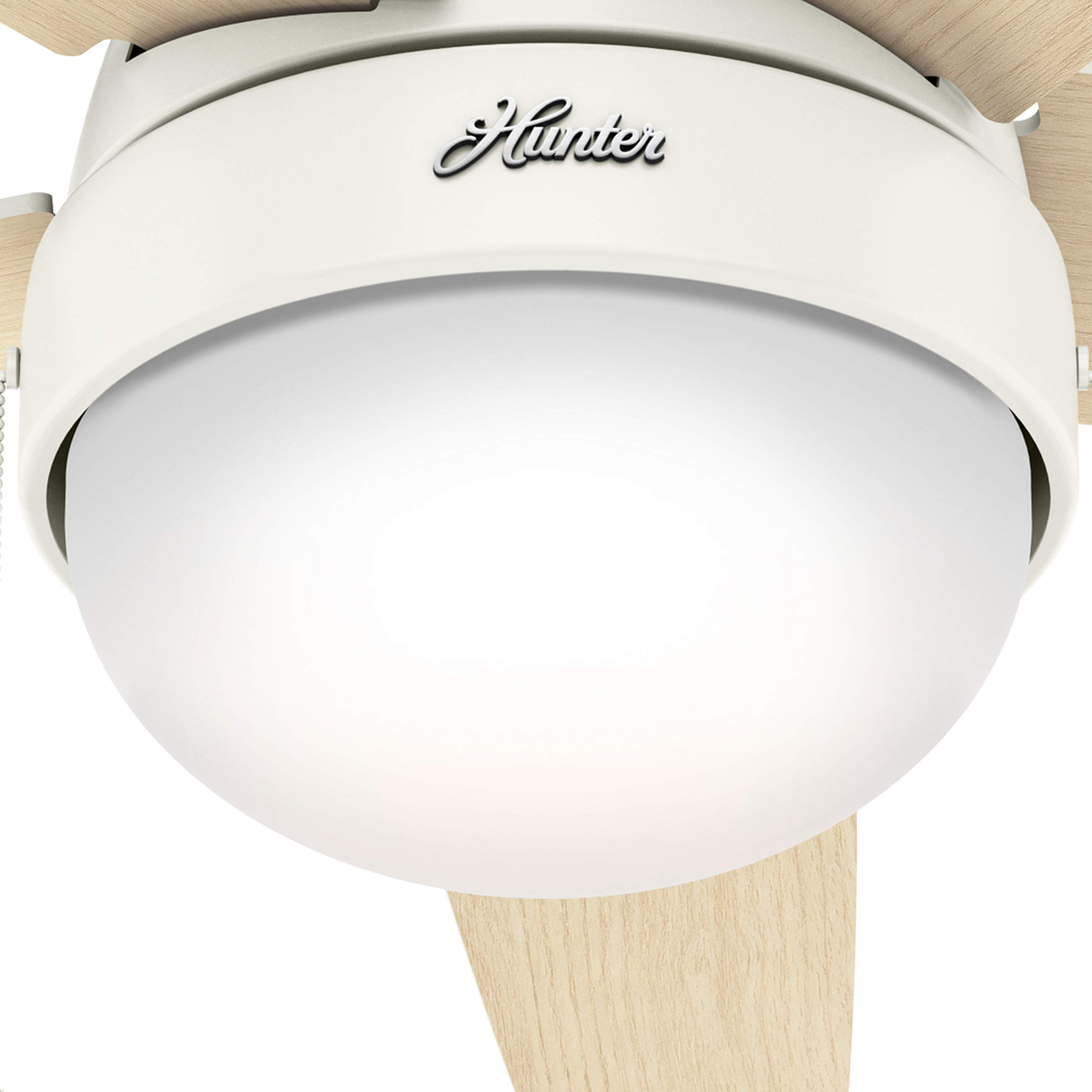 Hunter Fan 46 inch Low Profile Fresh White Indoor Ceiling Fan with Light Kit and Pull Chain (Renewed)