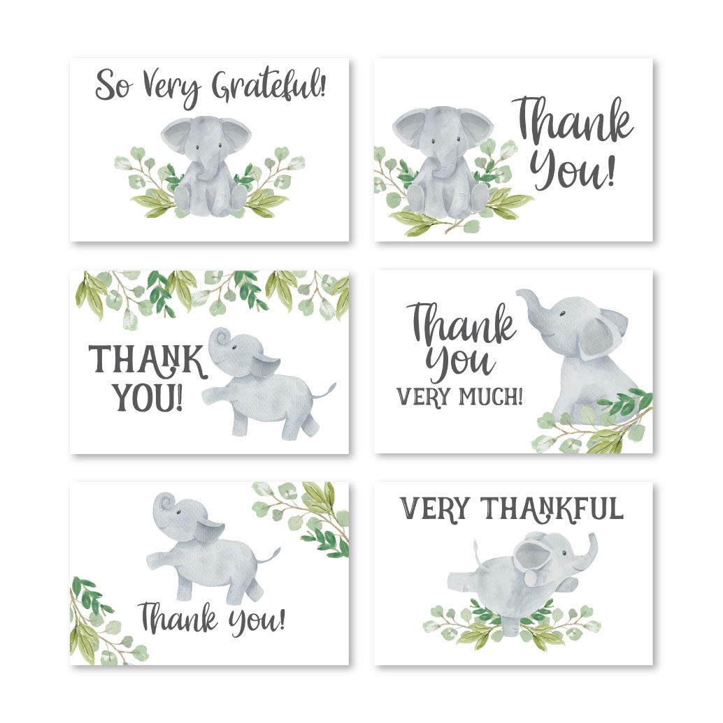 Hadley Designs 24 Elephant Baby Shower Thank You Cards With Envelopes Baby Shower Thank You Cards Girl - Thank You Cards Baby Shower Boys, Baby Elephant Thank You Card Baby Shower Thank You Cards Boy