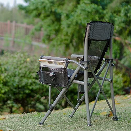 Hard Arm Folding Camping Chair Beach Chair Lawn Chair for Adults with Breathable Back for Summer (Cool Grey)