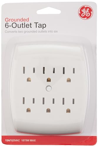 GE 54947 6-Outlet Grounded Wall Tap, White
