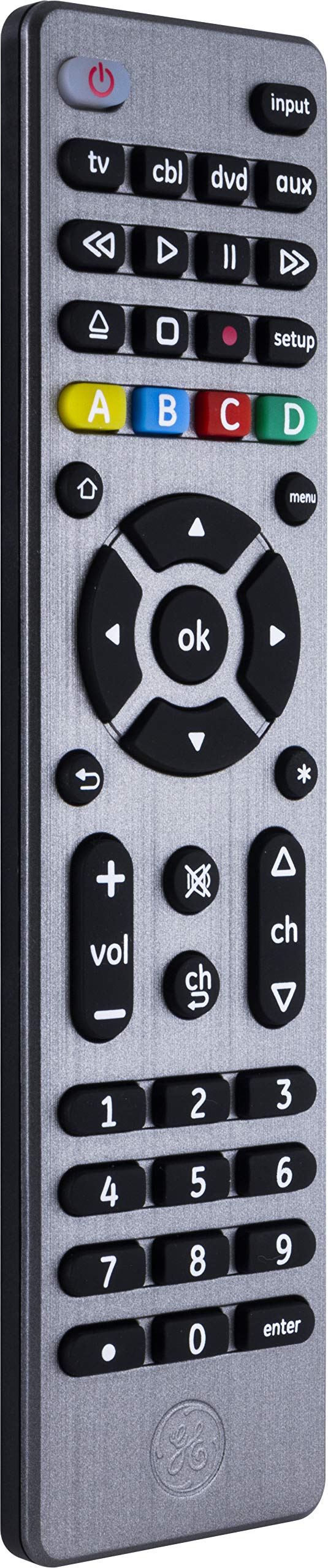 GE Universal Remote Control, Samsung Remote, Universal TV Remote for Roku TV, Vizio, LG, Sony, Sharp, Roku, Apple TV, TCL, Panasonic, Streaming Players, Blu-ray, DVD, 4-Device, Graphite, 33711