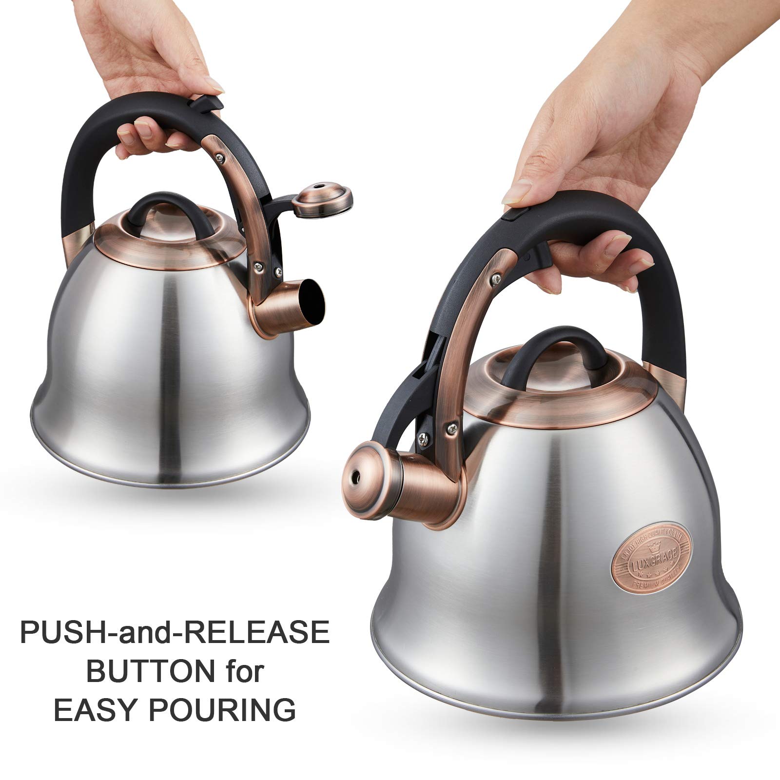 Tea Kettle -2.2 Quart Tea Kettles Stovetop Whistling Teapot Stainless Steel Tea Pots for Stove Top Whistle Tea Pot